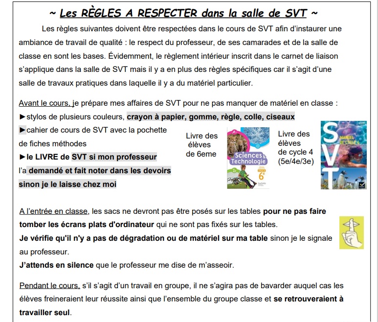 COLLÈGE COLBERT CHÂTEAUROUX - Les Fiches "Méthode" en SVT